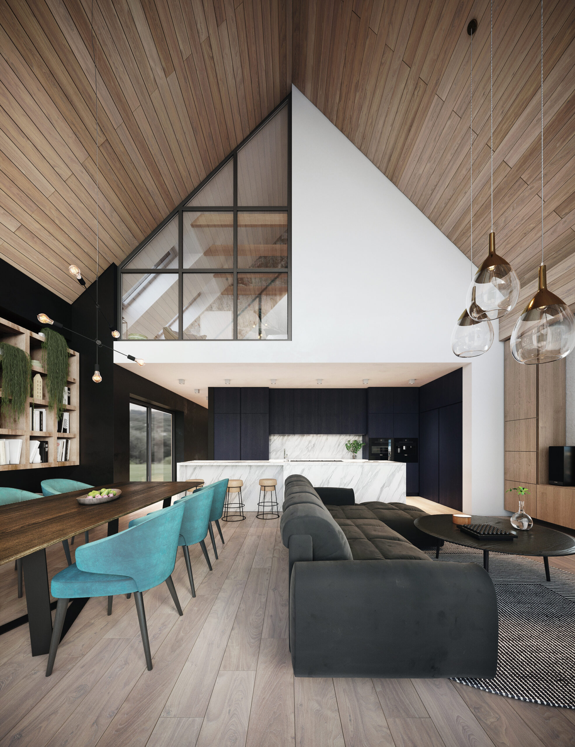 Nowoczesna stodoła wysokie salon | BarnHouseIdeas